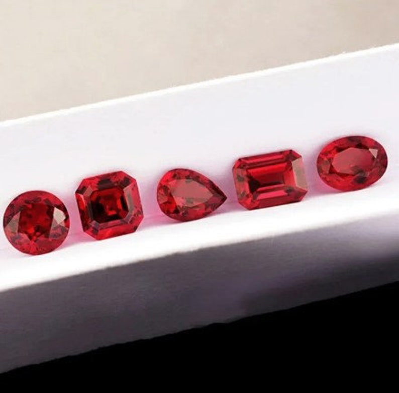 Loose Ruby Emerald Cut Hydrothermal Ruby Faceted Gemstone All Sizes - Etsy