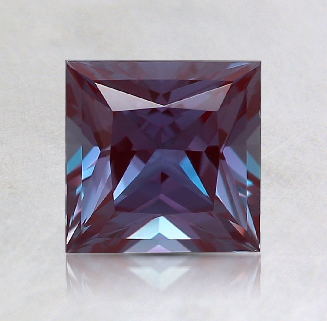 Princess Cut Alexandrite Faceted Loose Gemstone Color Changing Lab ...