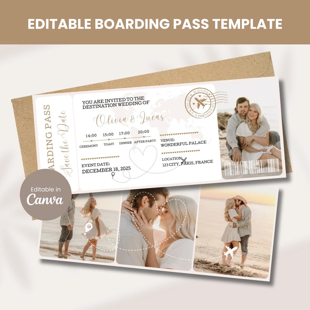 Editable Boarding Pass Template: DIY Printable Airline Ticket (digital ...