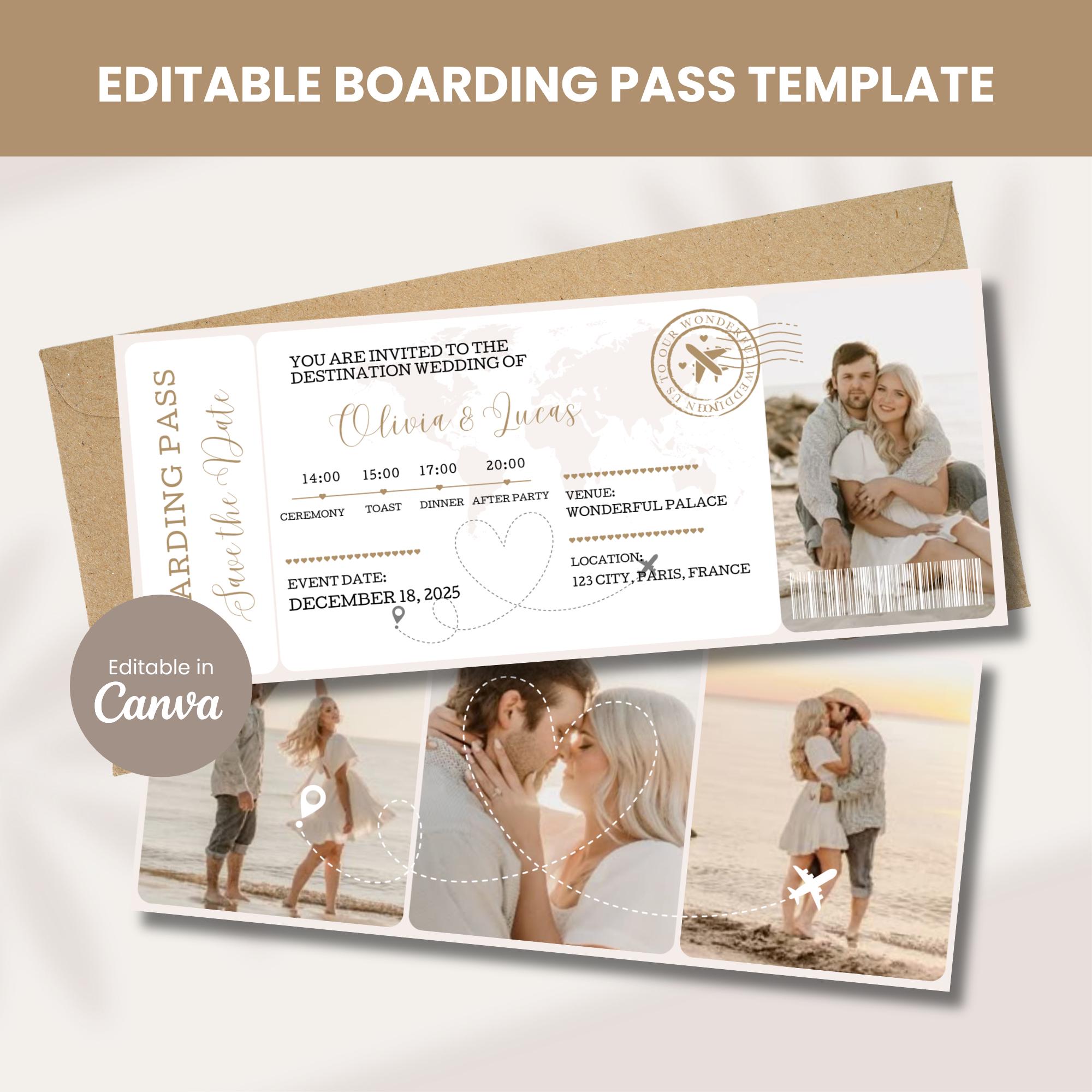 Editable Boarding Pass Template: DIY Printable Airline Ticket (digital ...