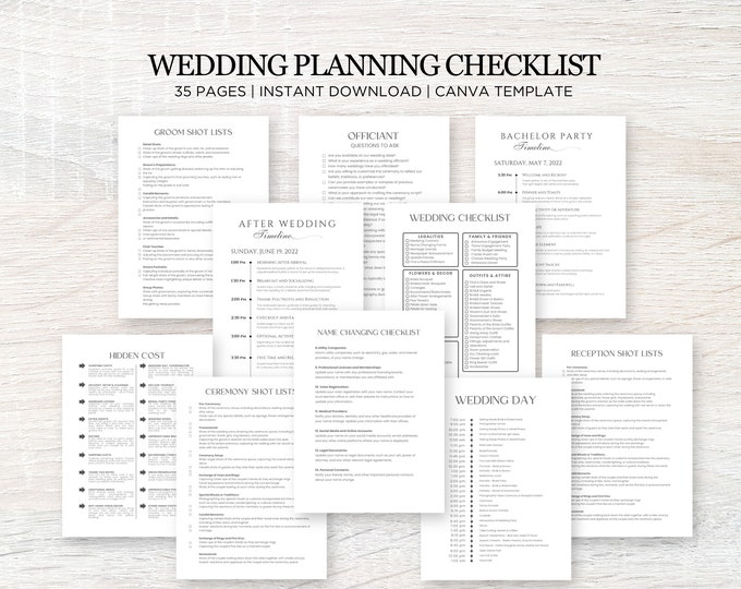Wedding Checklist Printable Wedding Planning Checklist Wedding ...