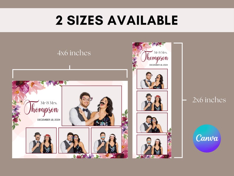 Photobooth Template, Photo Booth Strip Template, Floral Wedding Photo ...