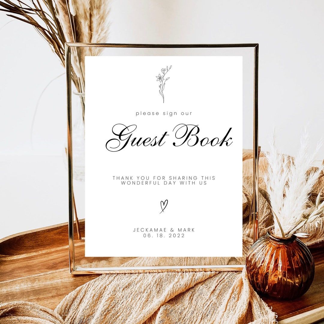 Please Sign Our Guest Book Sign Template, Modern Minimalist Wedding ...