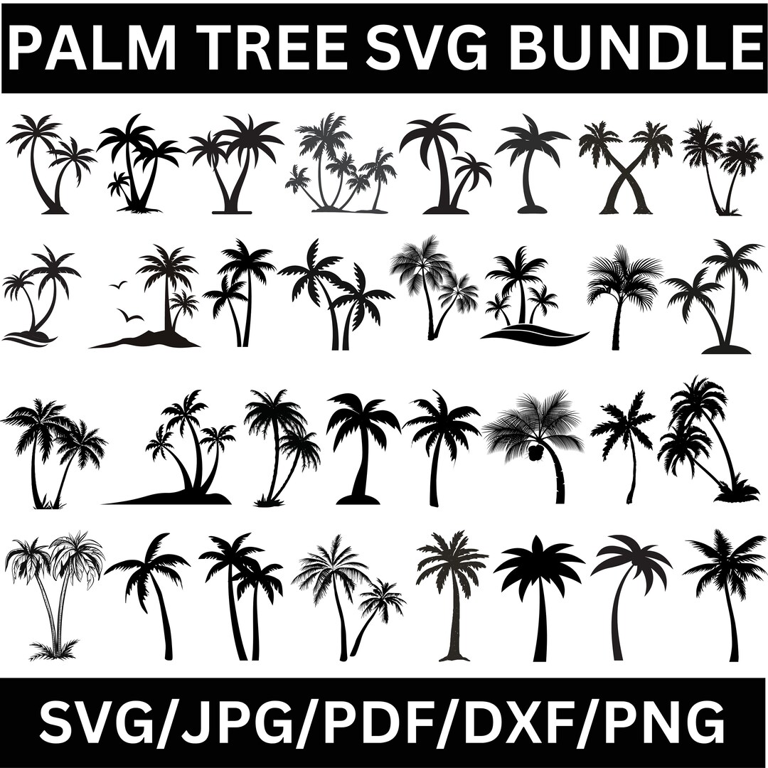 Palm Tree SVG Bundle Palm Tree Silhouette Palm Tree Cut - Etsy