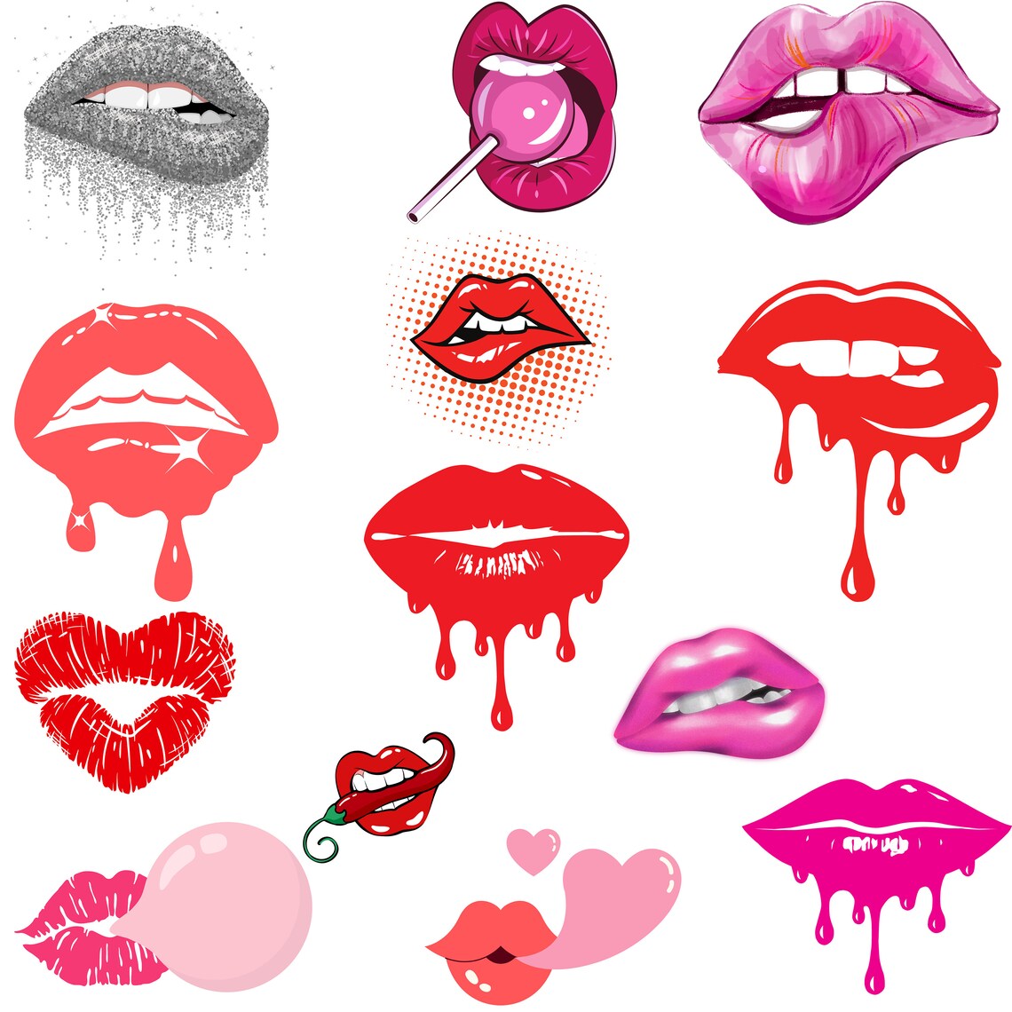 LIPS SVG Lips Bundle Svg Kiss Svg Bleeding Lips Biting Lips - Etsy