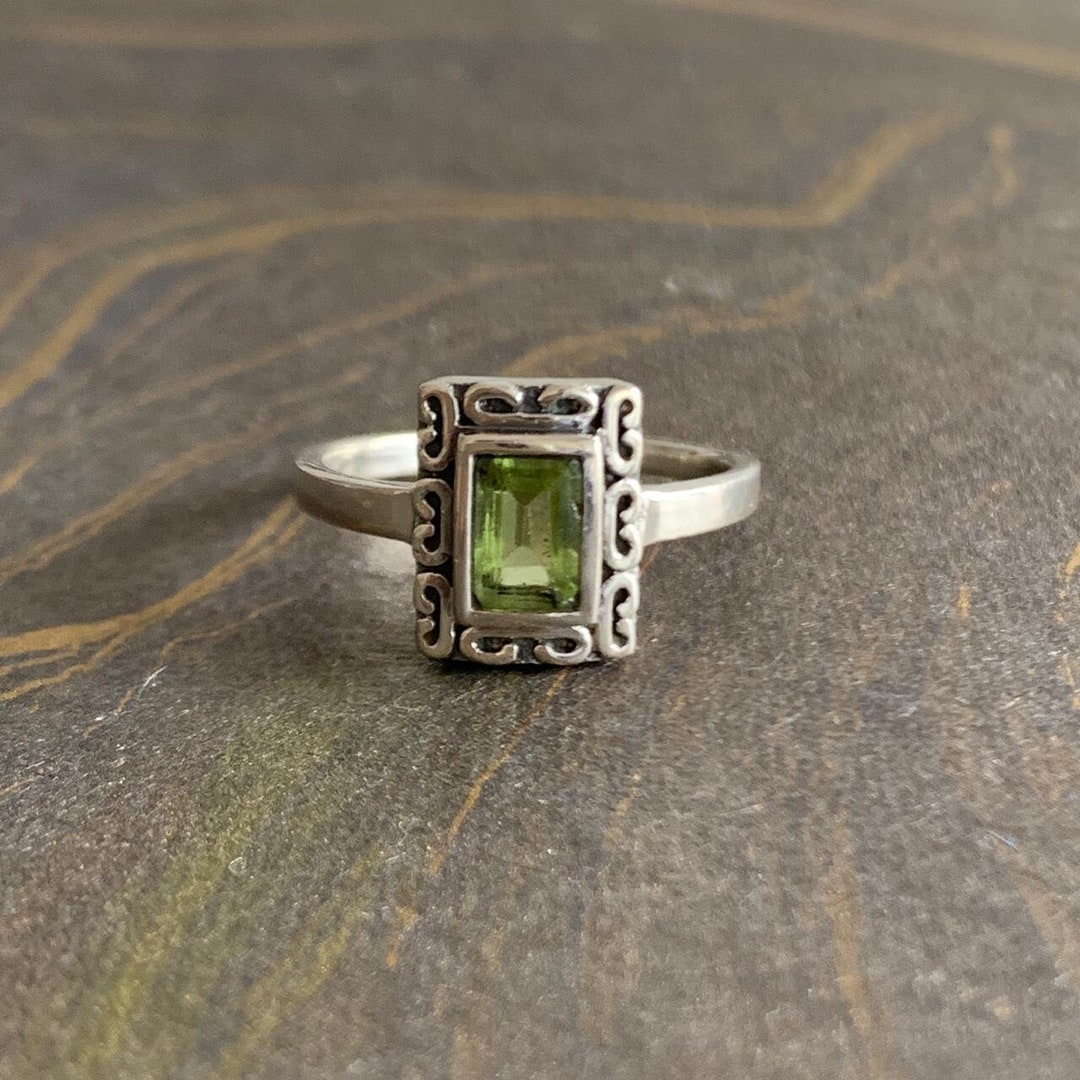 Natural Peridot Ring, Green Stone Silver Ring, Silver Ring for Women ...