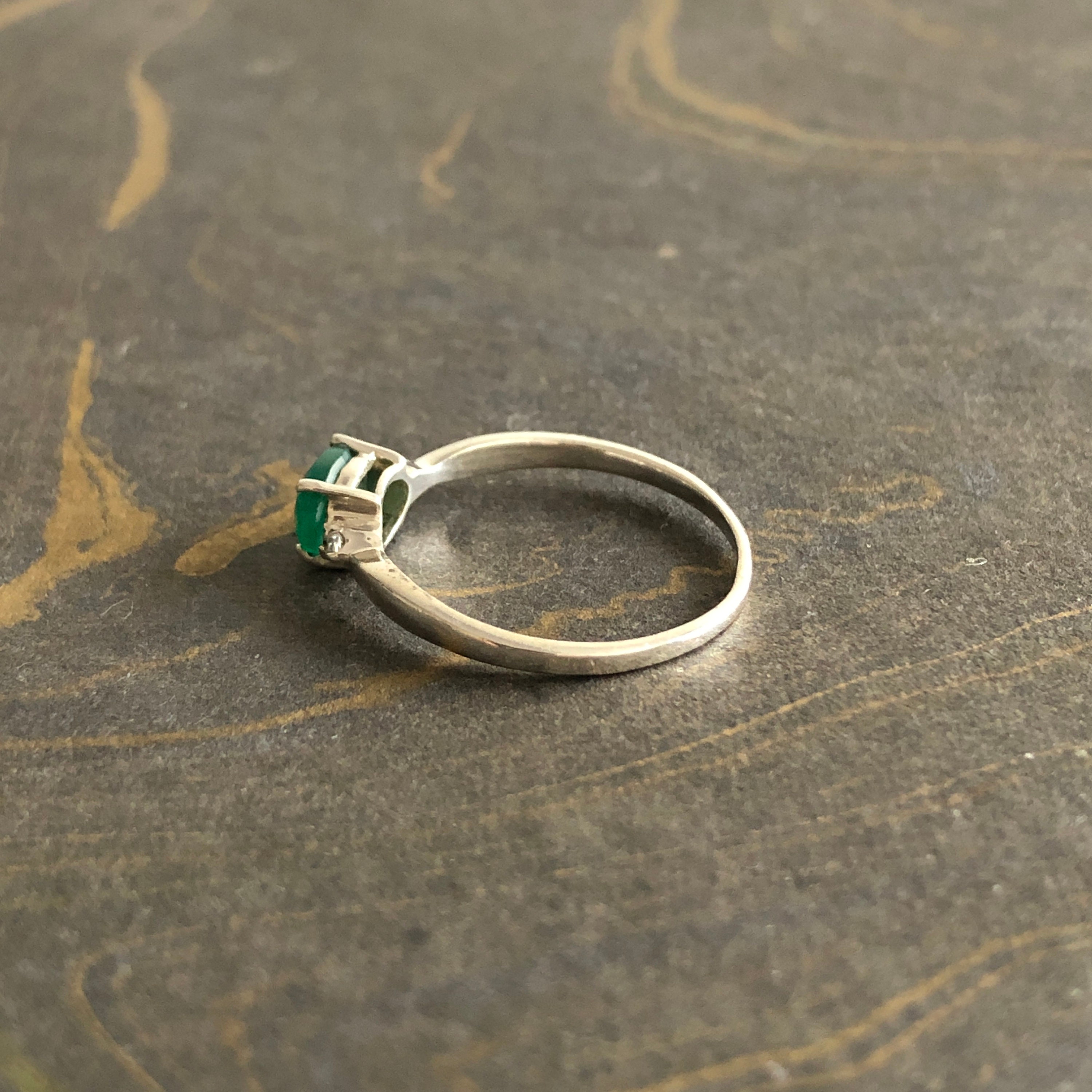 Dainty Emerald Ring Sterling Silver Ring Natural Gemstone Ring Bague En ...