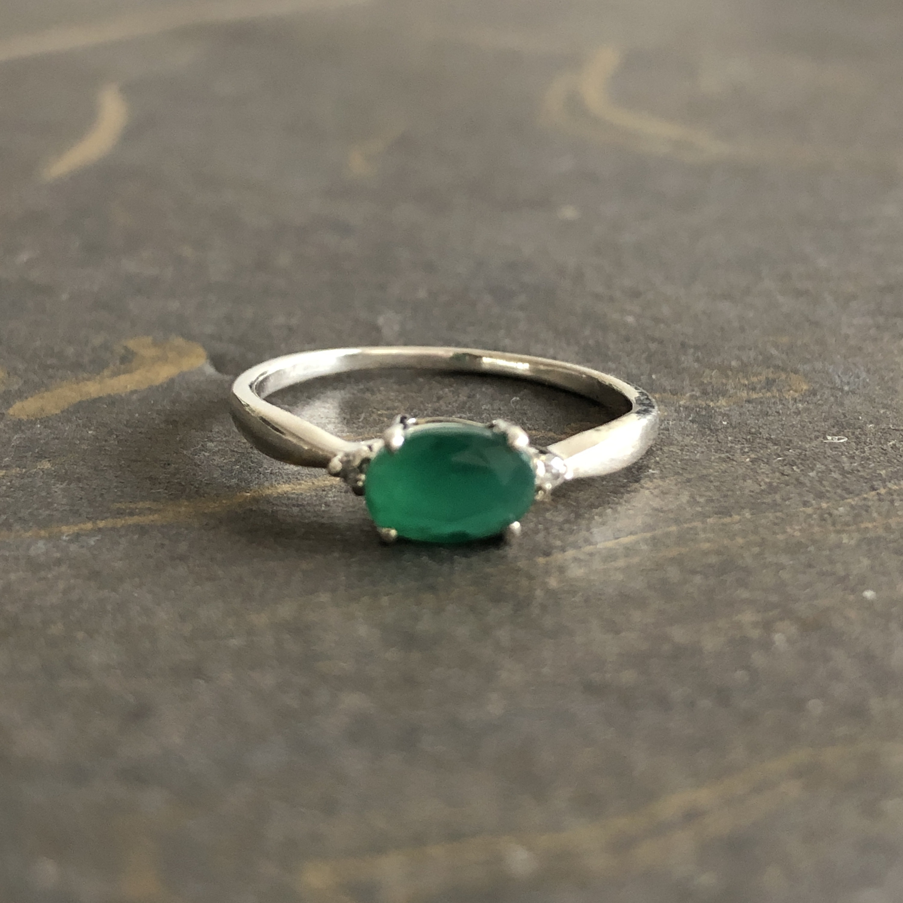 Dainty Emerald Ring Sterling Silver Ring Natural Gemstone Ring Bague En ...