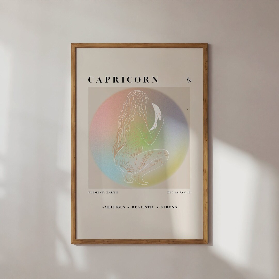 Capricorn Energy Personalised Birthday Gift for Her Zodiac Wall Art ...