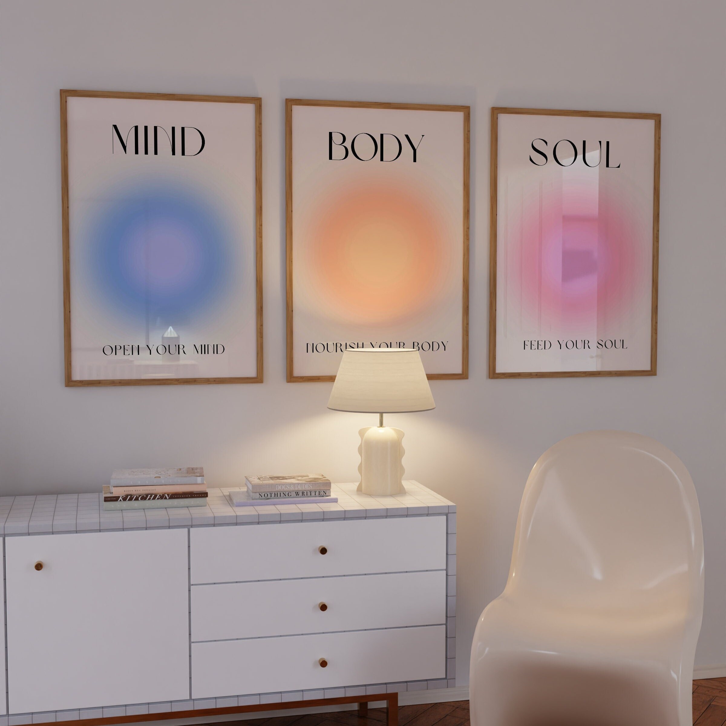 MIND BODY SOUL Aura Poster 3 Piece Wall Art, Aura Energy Spiritual ...