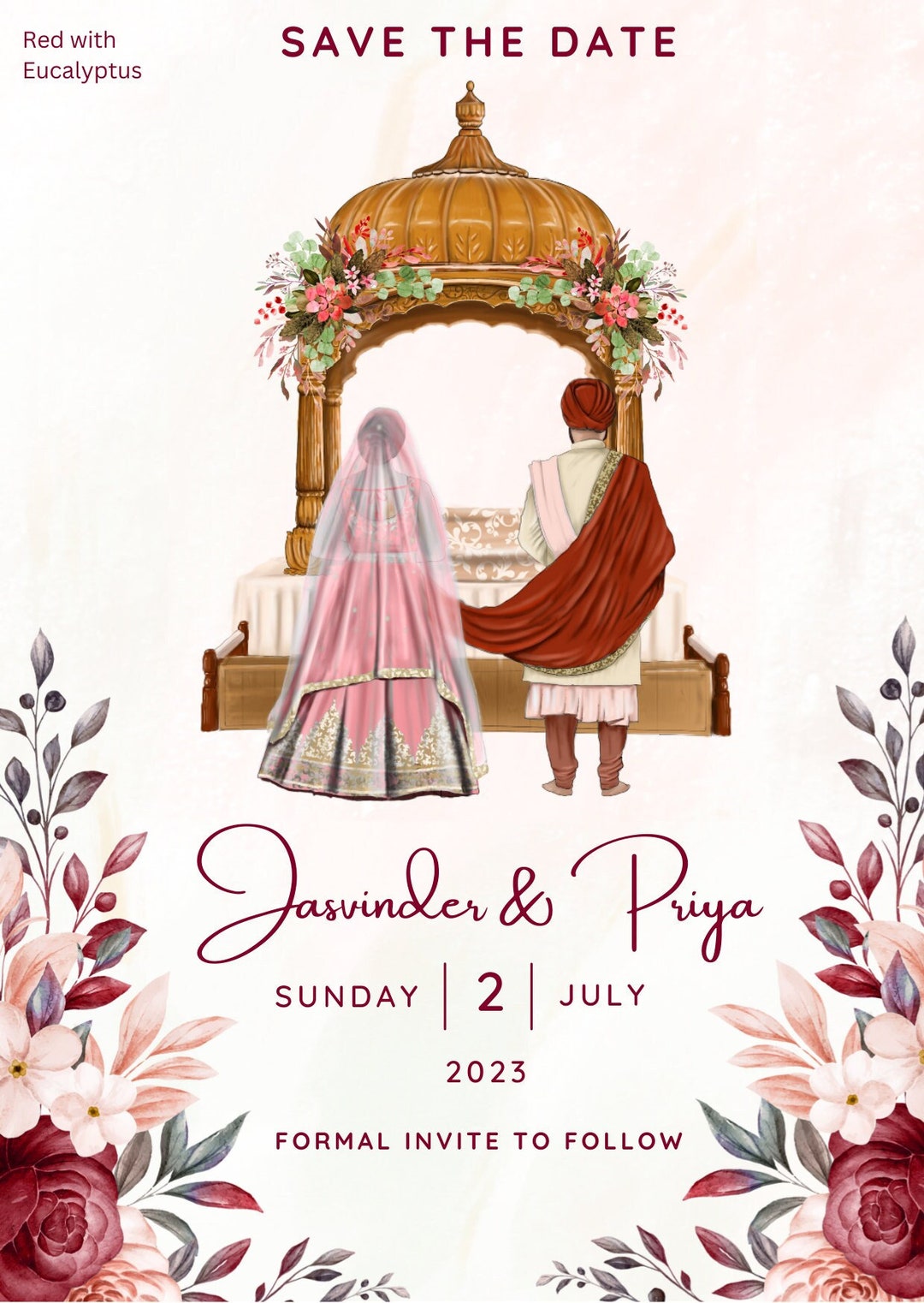 Digital Punjabi Sikh Hindu Indian Wedding Invitation, Save the Date ...
