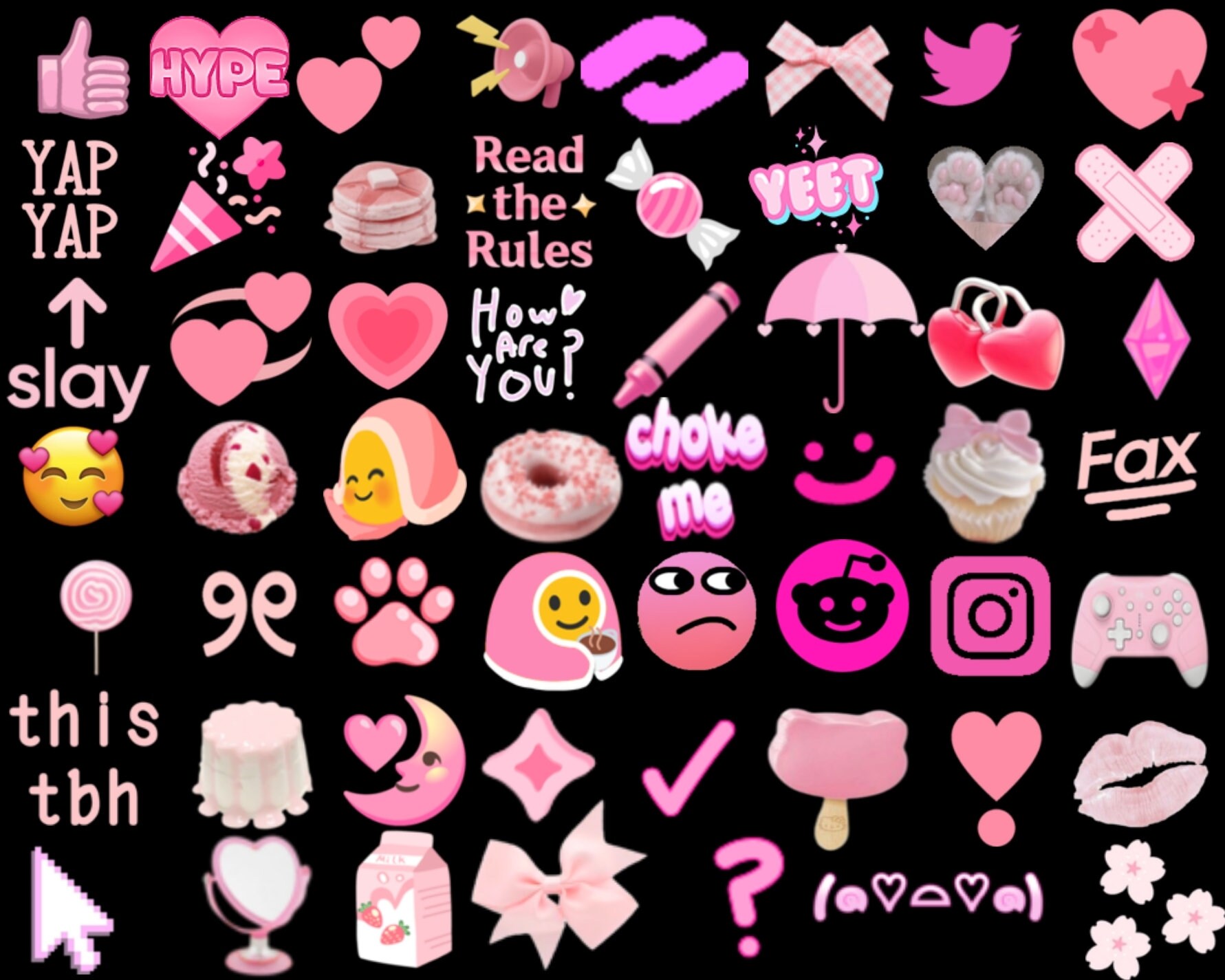 250 Kawaii Pink Emotes for Twitch Streamer Pink Aesthetic Emotes for ...