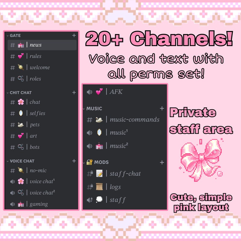 Pink Discord Template - Etsy
