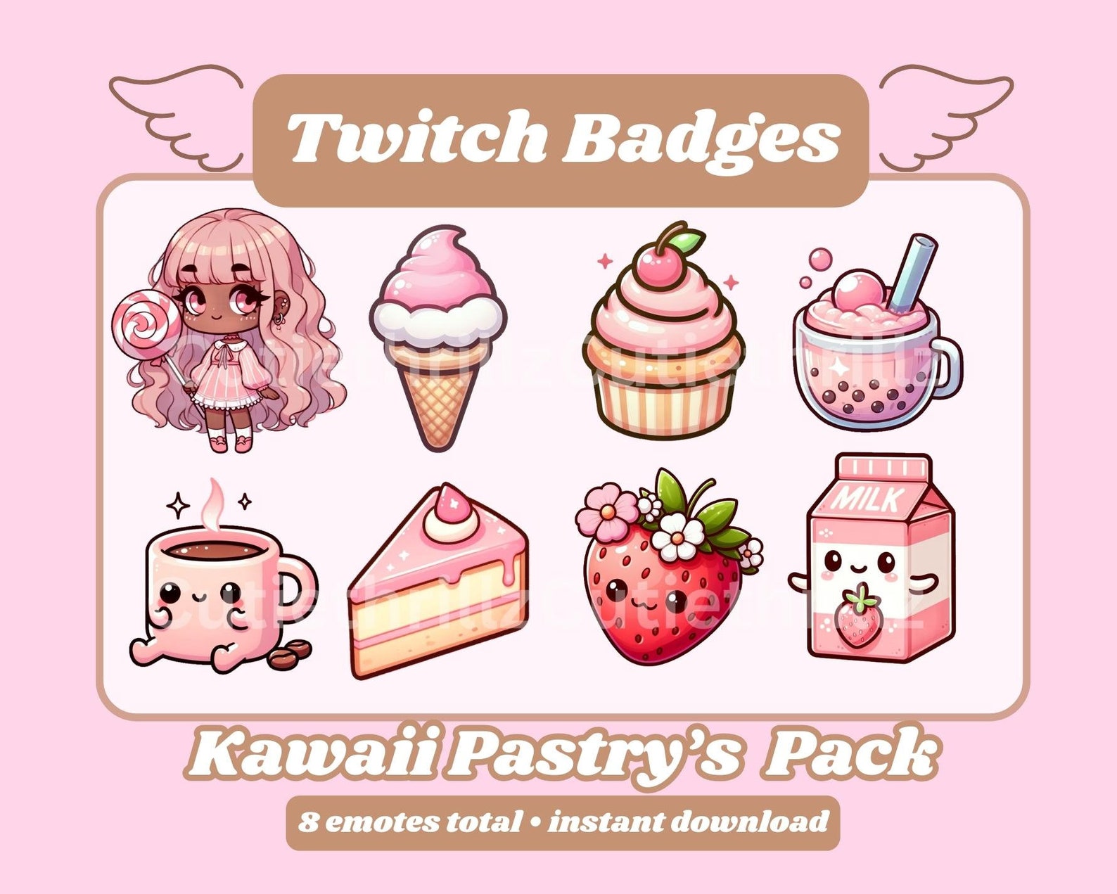 Pink Pastry Emotes Badge Pack for Twitch Custom Made Emotes for Twitch ...
