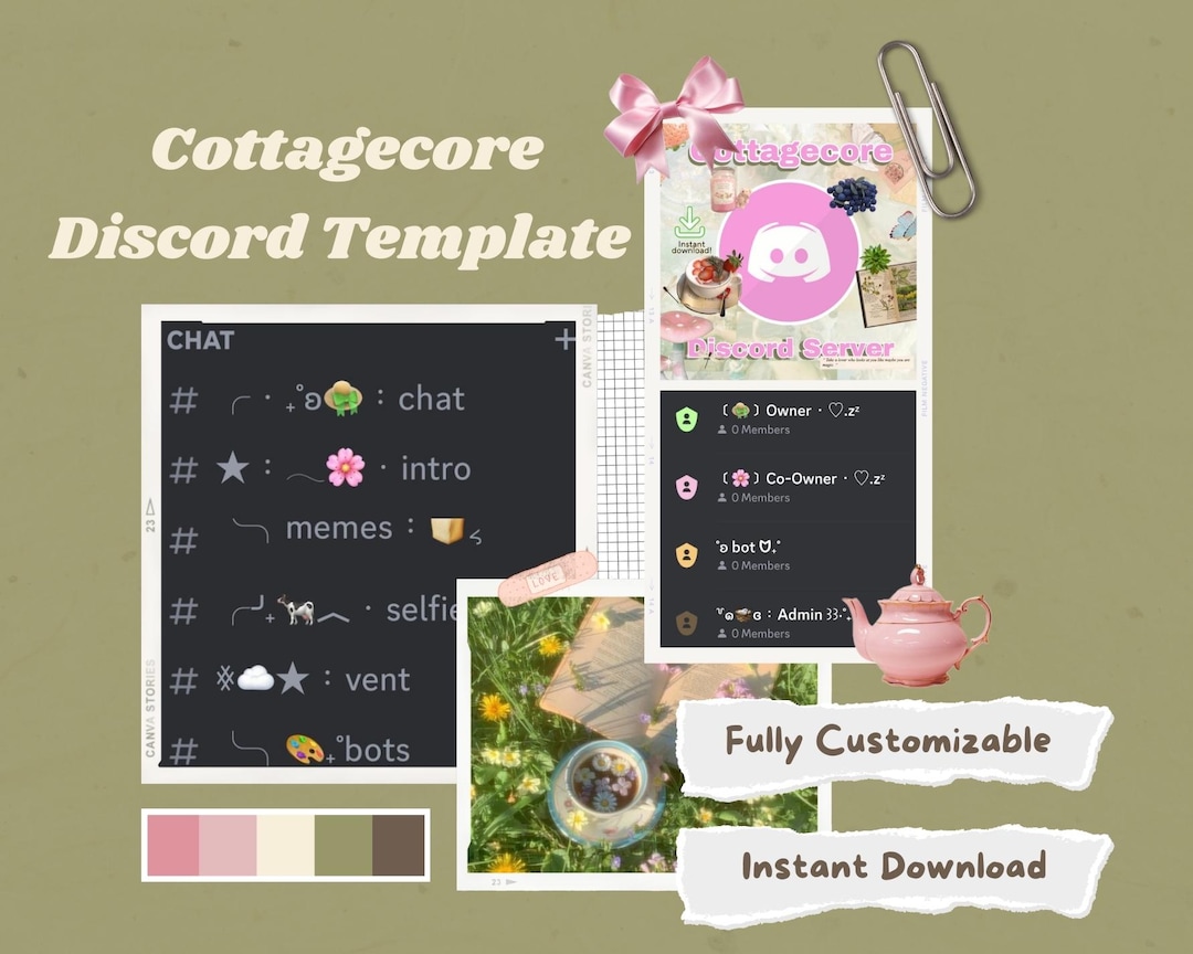 Cottagecore Aesthetic Discord Template | Cute Discord Server for Twitch ...
