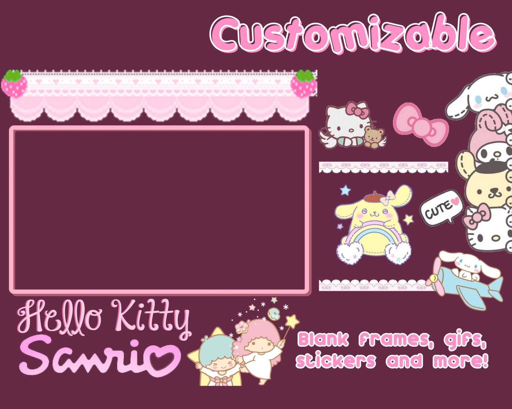 Kawaii Cute Aesthetic Twitch Overlay for Streamer Kawaii Twitch Overlay ...