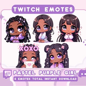 Black Girl Emotes Pack Kawaii Purple Aesthetic | Custom Made Emotes for ...