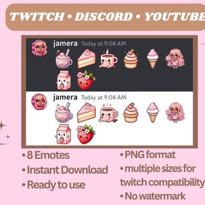 Pink Pastry Emotes Badge Pack for Twitch | Custom Made Emotes for ...
