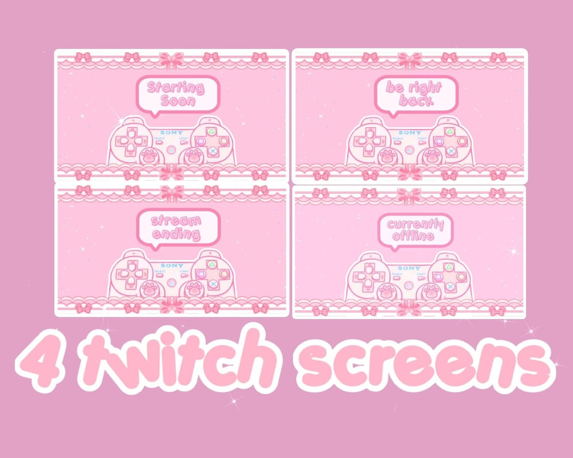 Kawaii Pink Twitch Overlay for Gamer Girl Gaming Twitch Overlay Kit ...