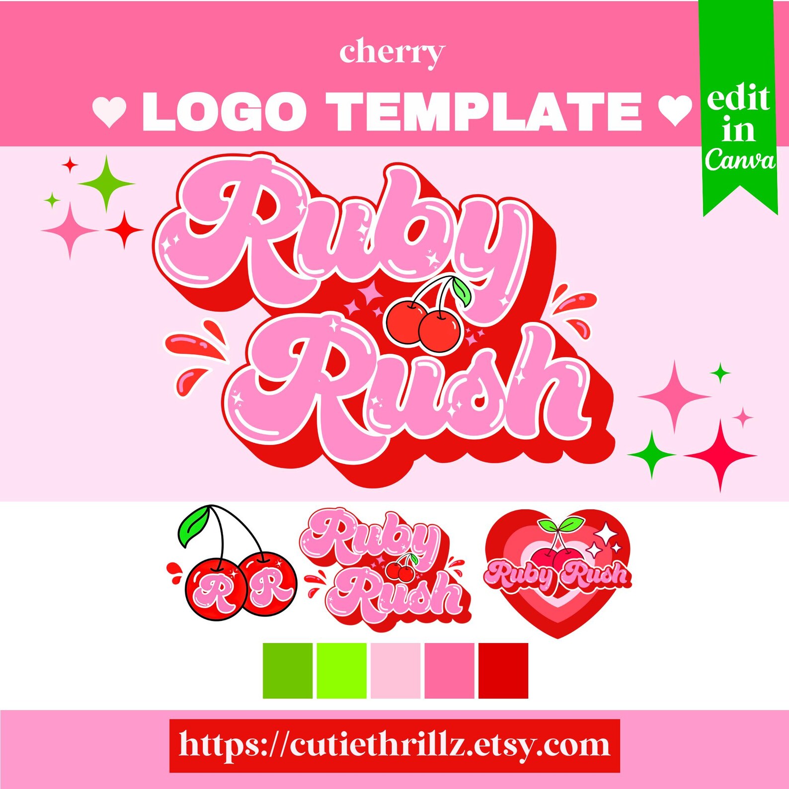 Customizable Vtuber Logo Design Template Cherry Aesthetic Logo Branding ...