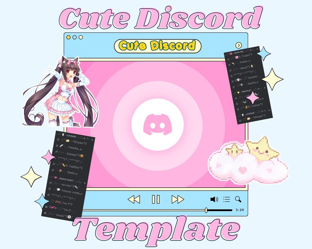 Cute and Kawaii Aesthetic Discord Template INSTANT DOWNLOAD Premade ...