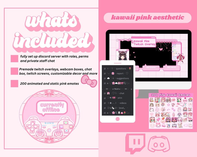FULL Kawaii Twitch Streamer Bundle With a Discord Server - Etsy UK