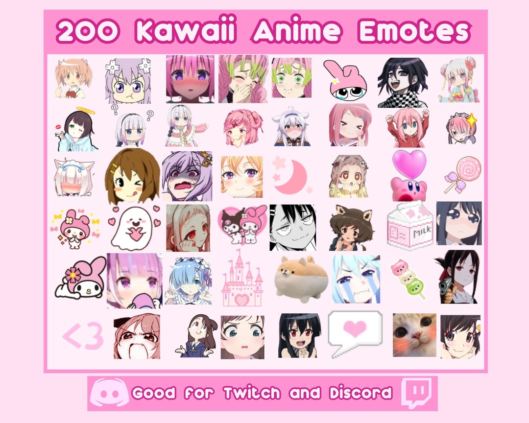 200 Cute Anime Girl Emotes for Twitch and Discord Cute/Funny Emojis ...