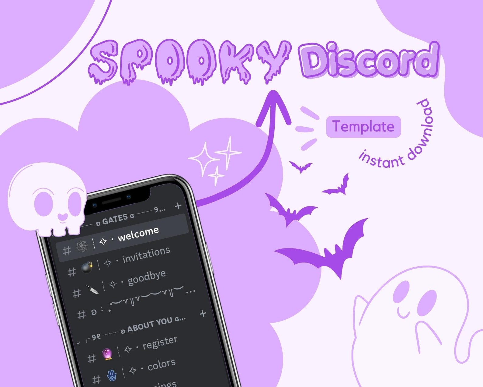 Spooky Pastel Halloween Discord Server Template for Twitch Streamer Emo ...