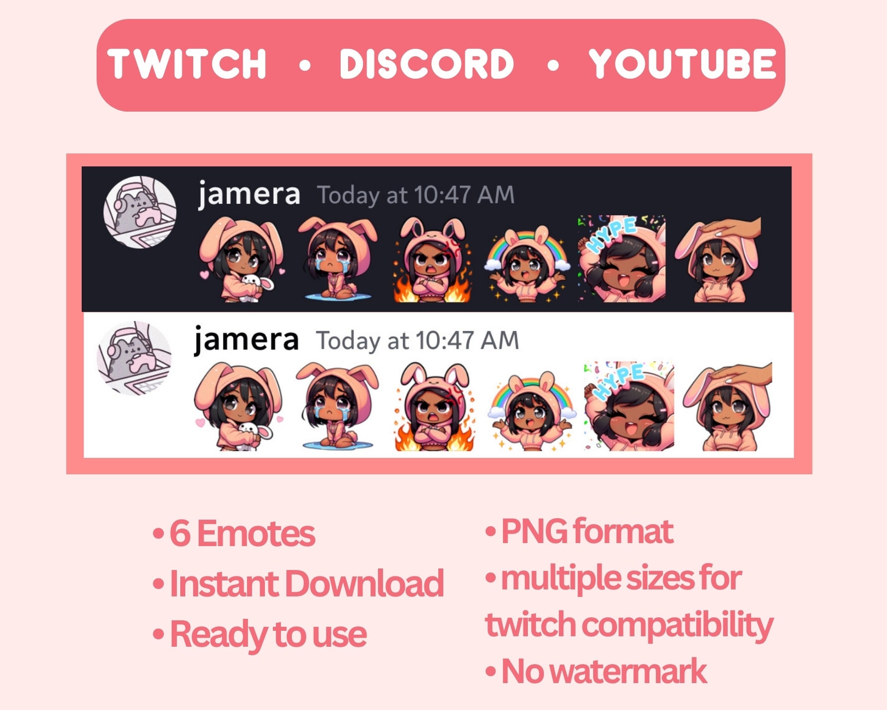 Live2d Vtuber Model for Twitch With 6 Emotes ready to Use Cute Premade ...
