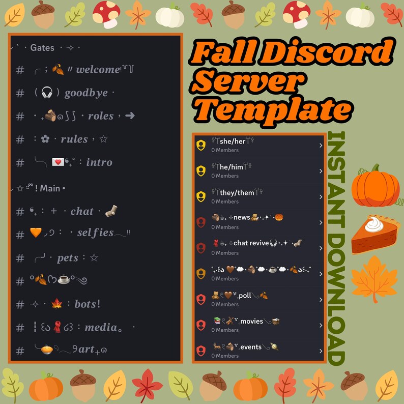 Autumn Aesthetic Discord Server Template for Twitch Streamer Cute Fall ...