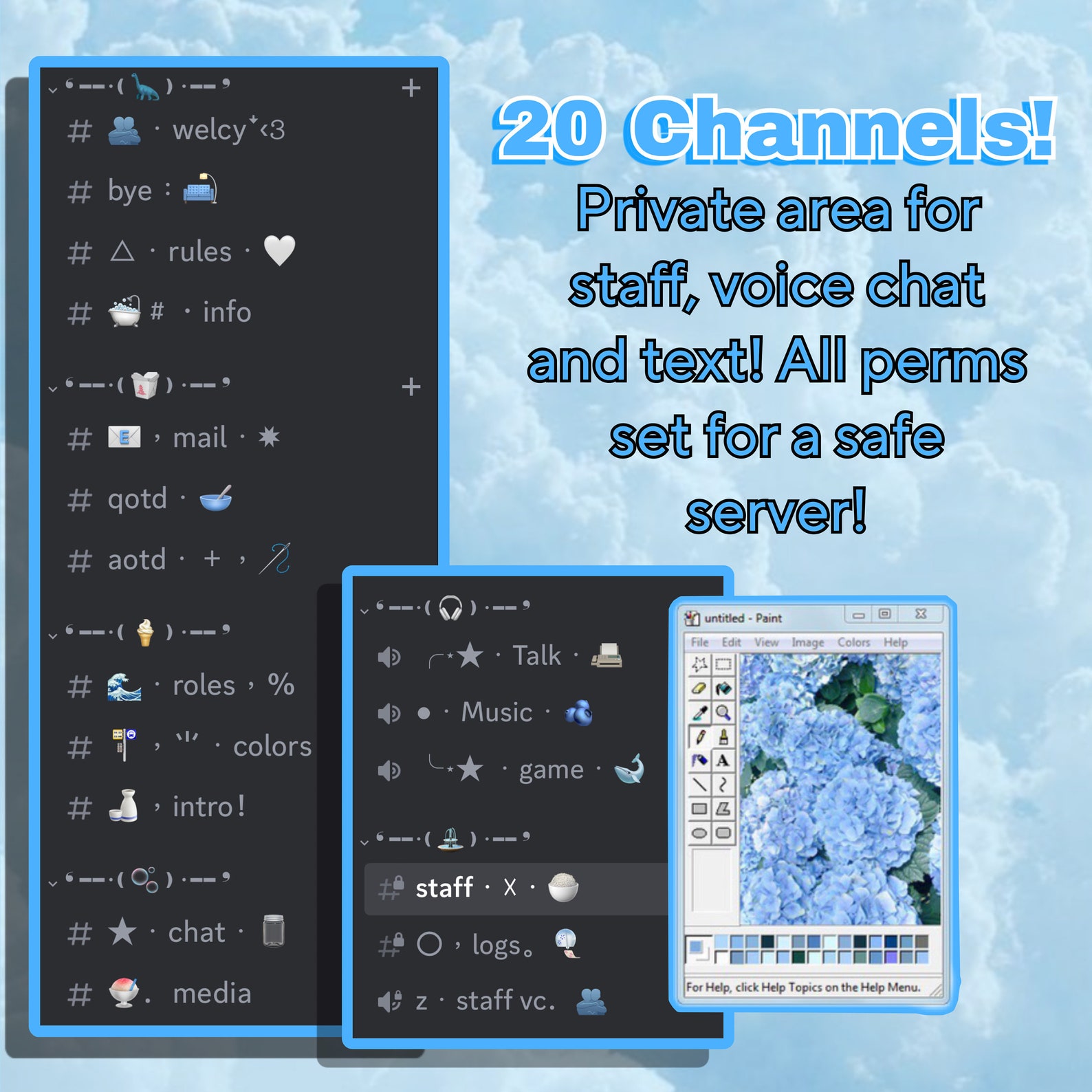 Aesthetic Blue Discord Server Template, 20+ Channels (instant Download ...