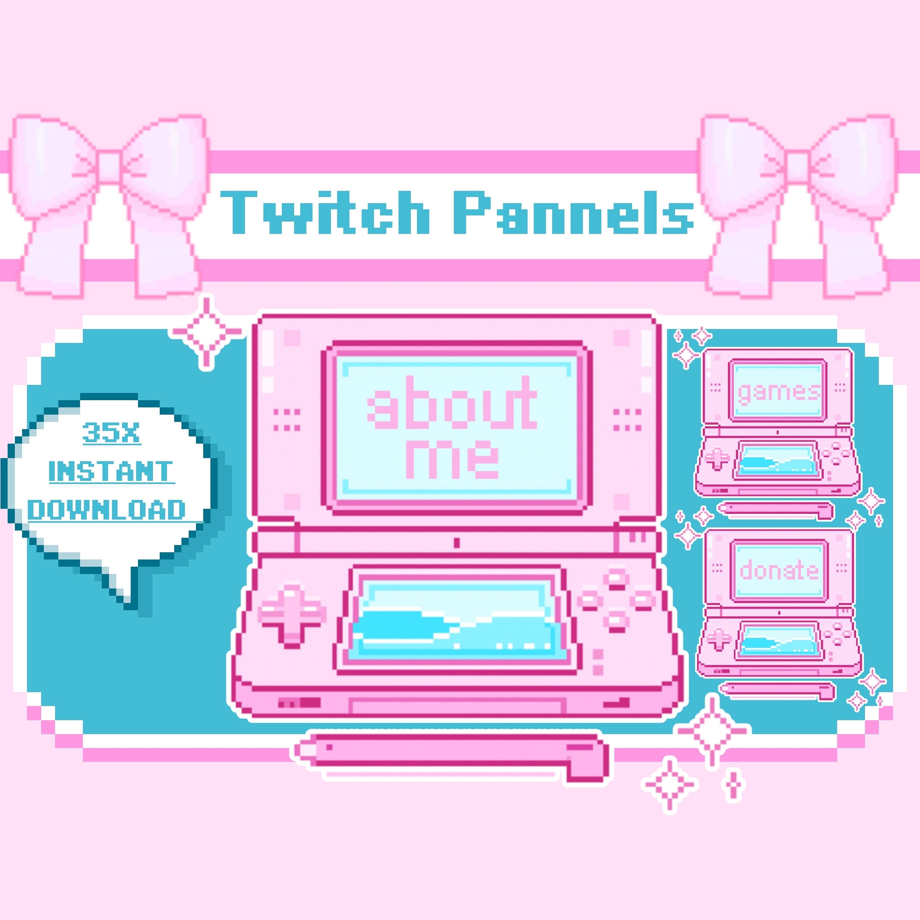 36 Cute Pixel Panels for Twitch | Kawaii Pink Pemade Twitch Panels ...