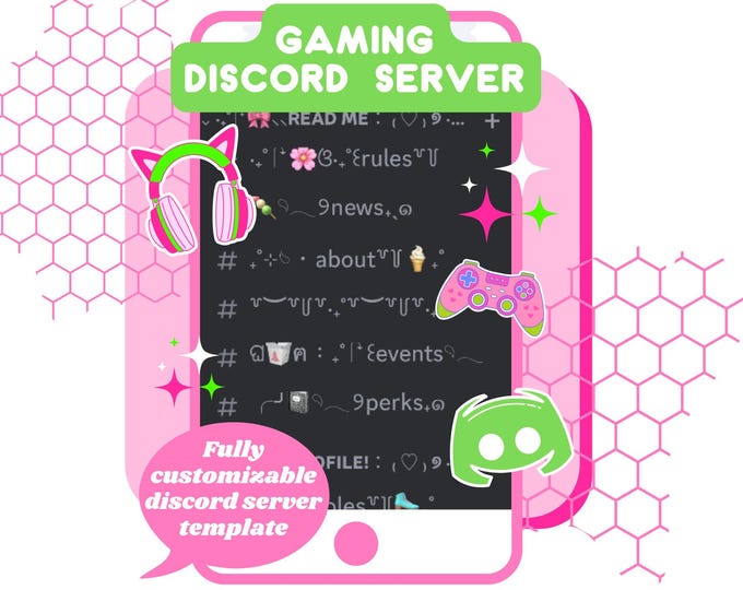 Discord Pink Aesthetic E-girl Cute Easy Server Template for Twitch ...