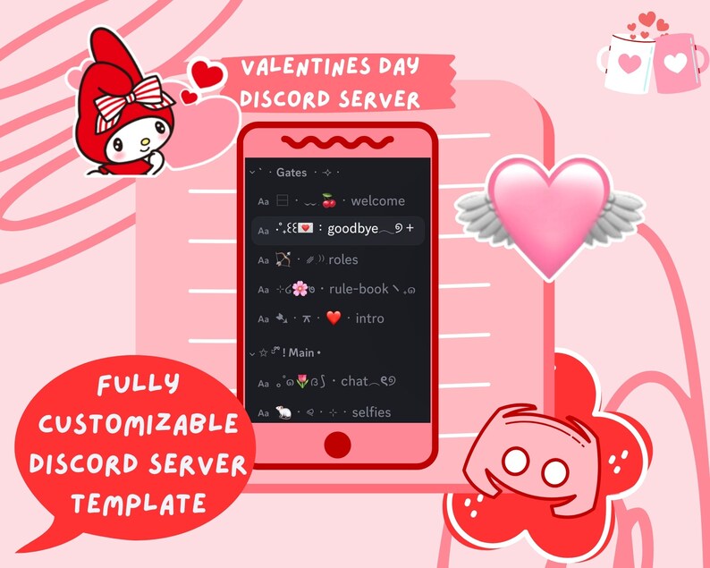 Valentines Day Discord Server for Twitch Streamers Aesthetic Lovecore Discord Server Template ...