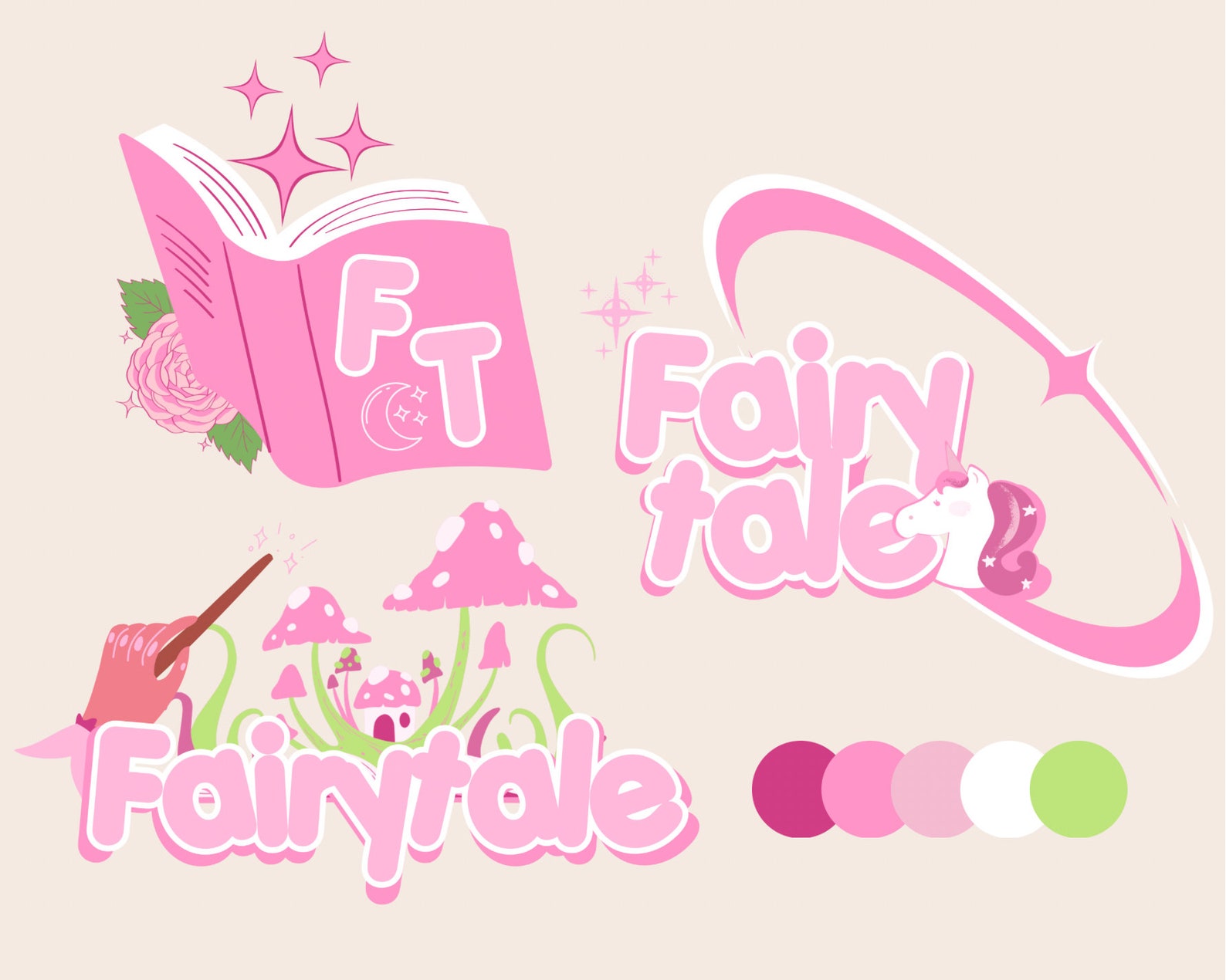 Kawaii Pink Logo Template Editable in Canva Cute Magical and Quirky ...