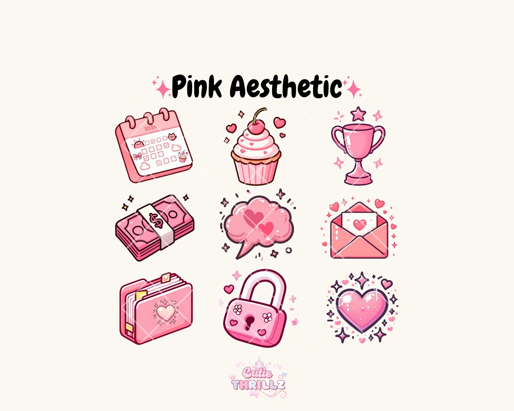 Pink Aesthetic Desktop Icons for Windows and Mac | Kawaii Desktop ...