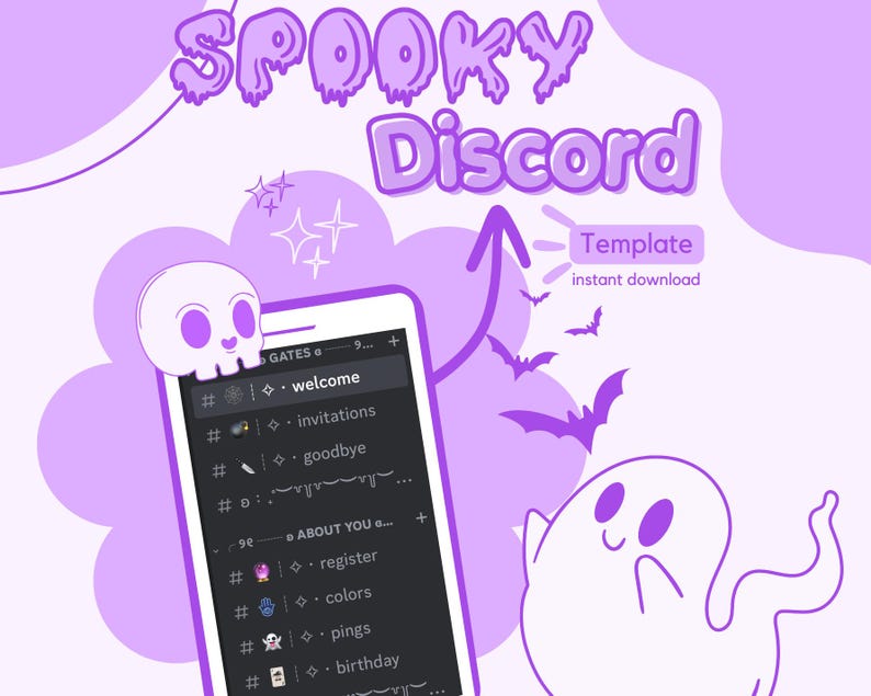 Spooky Pastel Halloween Discord Server Template: Emo Grunge Gaming ...