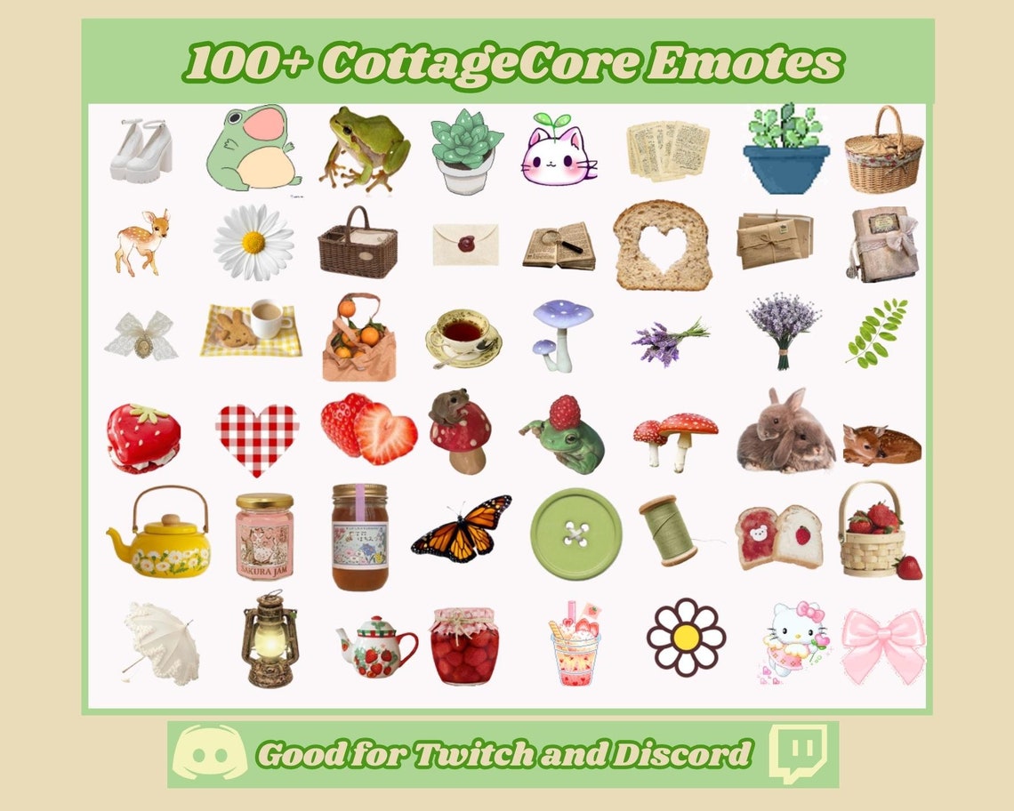 100 Cottagecore Emotes for Twitch and Discord Cute/aesthetic Emojis ...