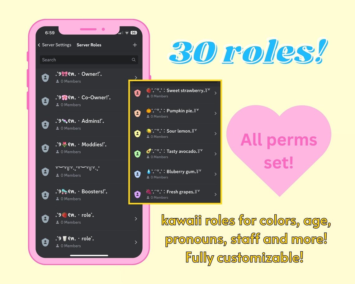 Cute and Kawaii Aesthetic Discord Template INSTANT DOWNLOAD Premade ...