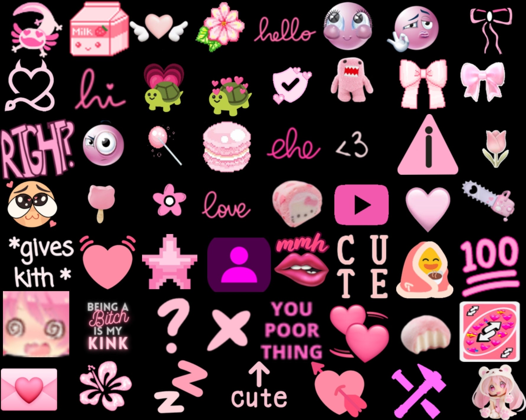 250 Kawaii Pink Emotes for Twitch Streamer Pink Aesthetic Emotes for ...