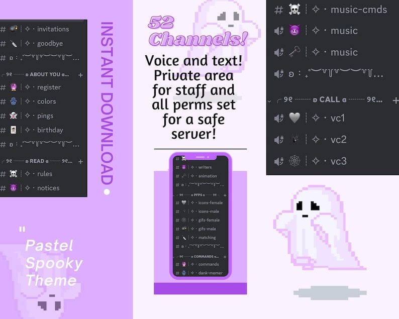 Spooky Pastel Halloween Discord Server Template: Emo Grunge Gaming ...