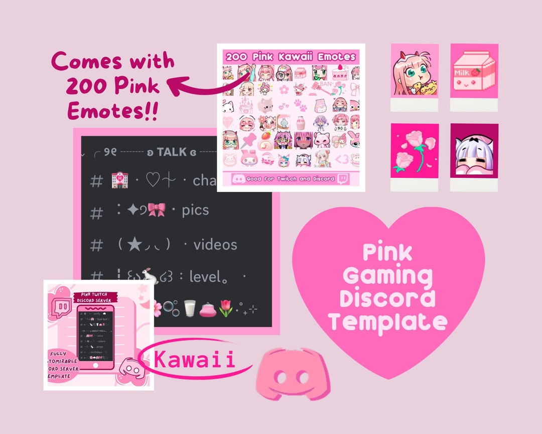 Kawaii Pink Discord Server Template With 200 Emotes Discord - Etsy Canada
