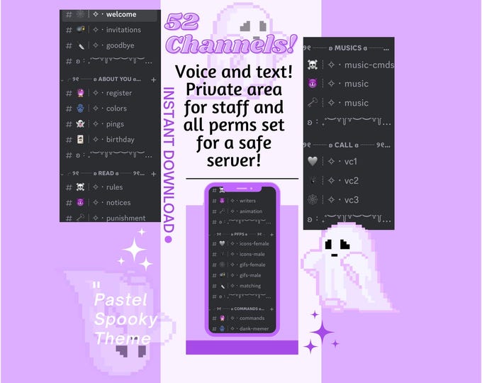 Spooky Pastel Halloween Discord Server Template: Emo Grunge Gaming ...