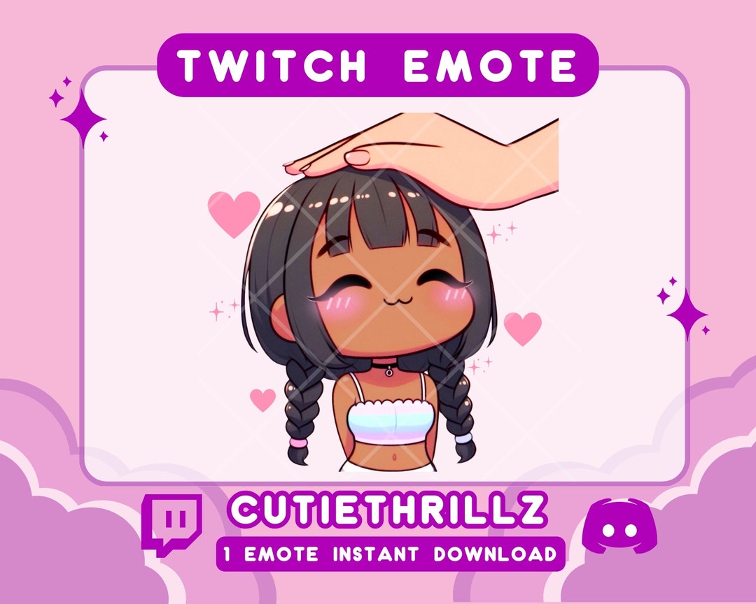Cute Head Pat Black Girl Twitch Emote Aesthetic | Custom Made Emote for ...