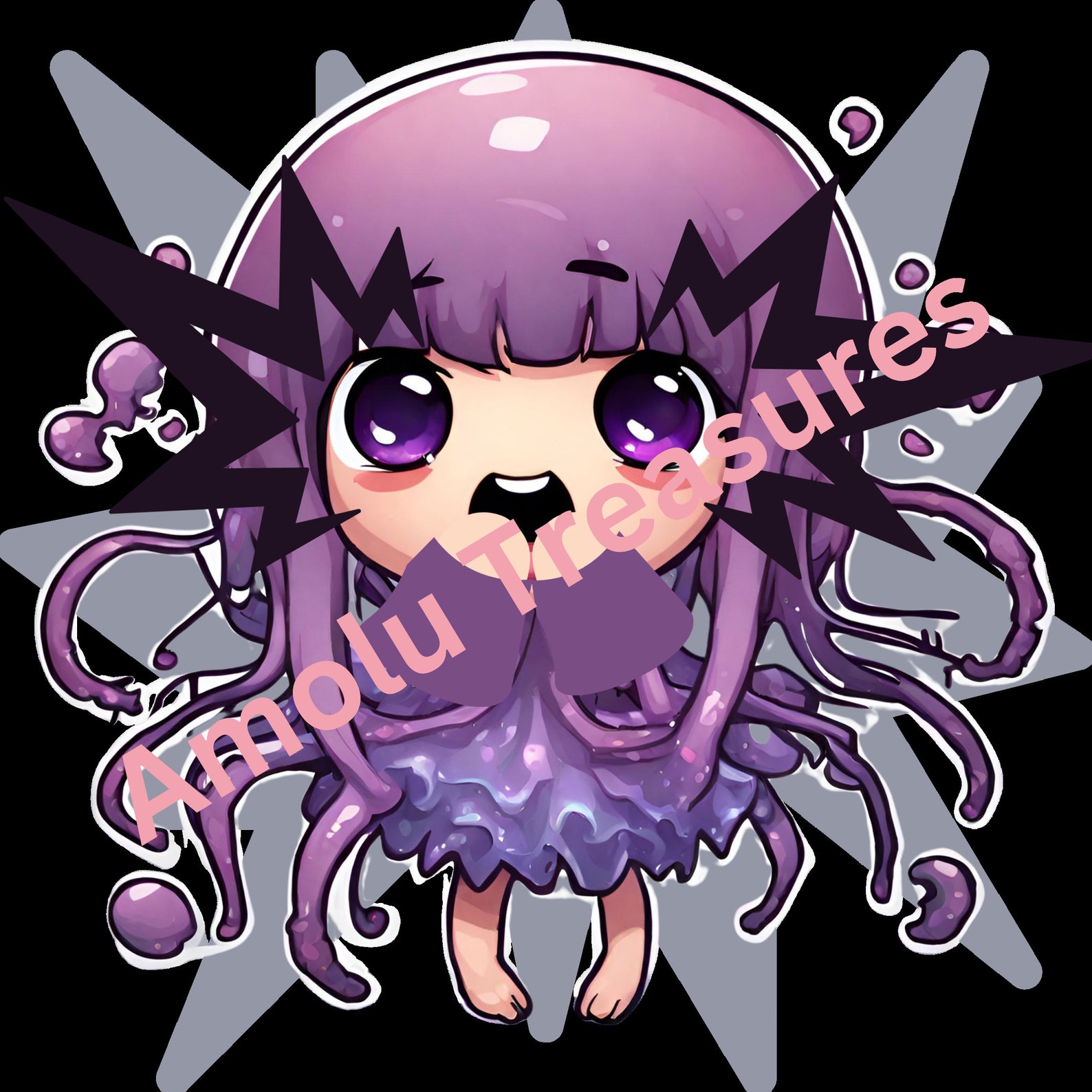 Coquette Chibi Jellyfish Emotes, Animated Emotes for Twitch, Youtube ...