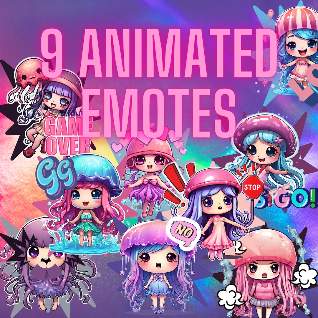Coquette Chibi Jellyfish Emotes, Animated Emotes for Twitch, Youtube ...