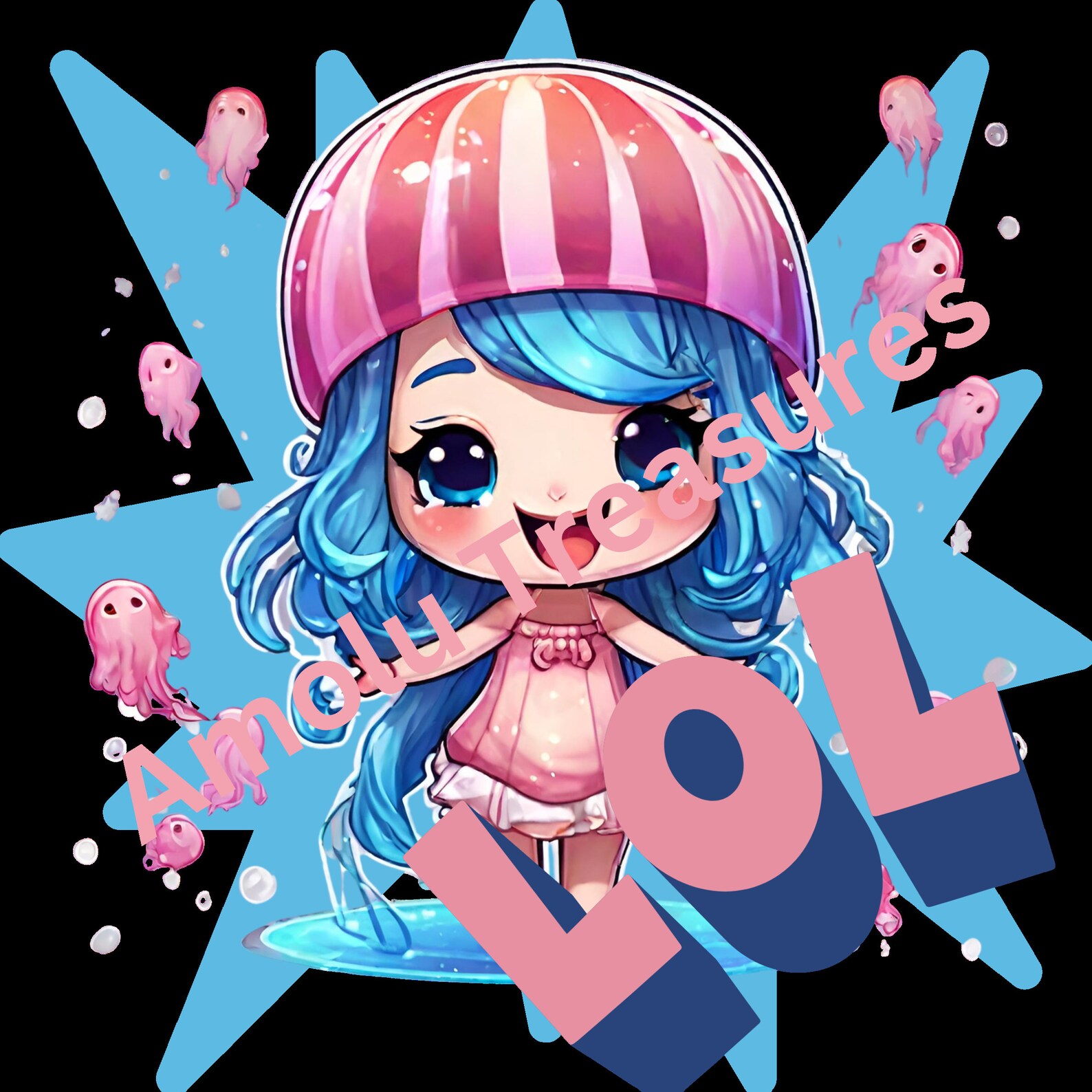 Coquette Chibi Jellyfish Emotes, Animated Emotes for Twitch, Youtube ...