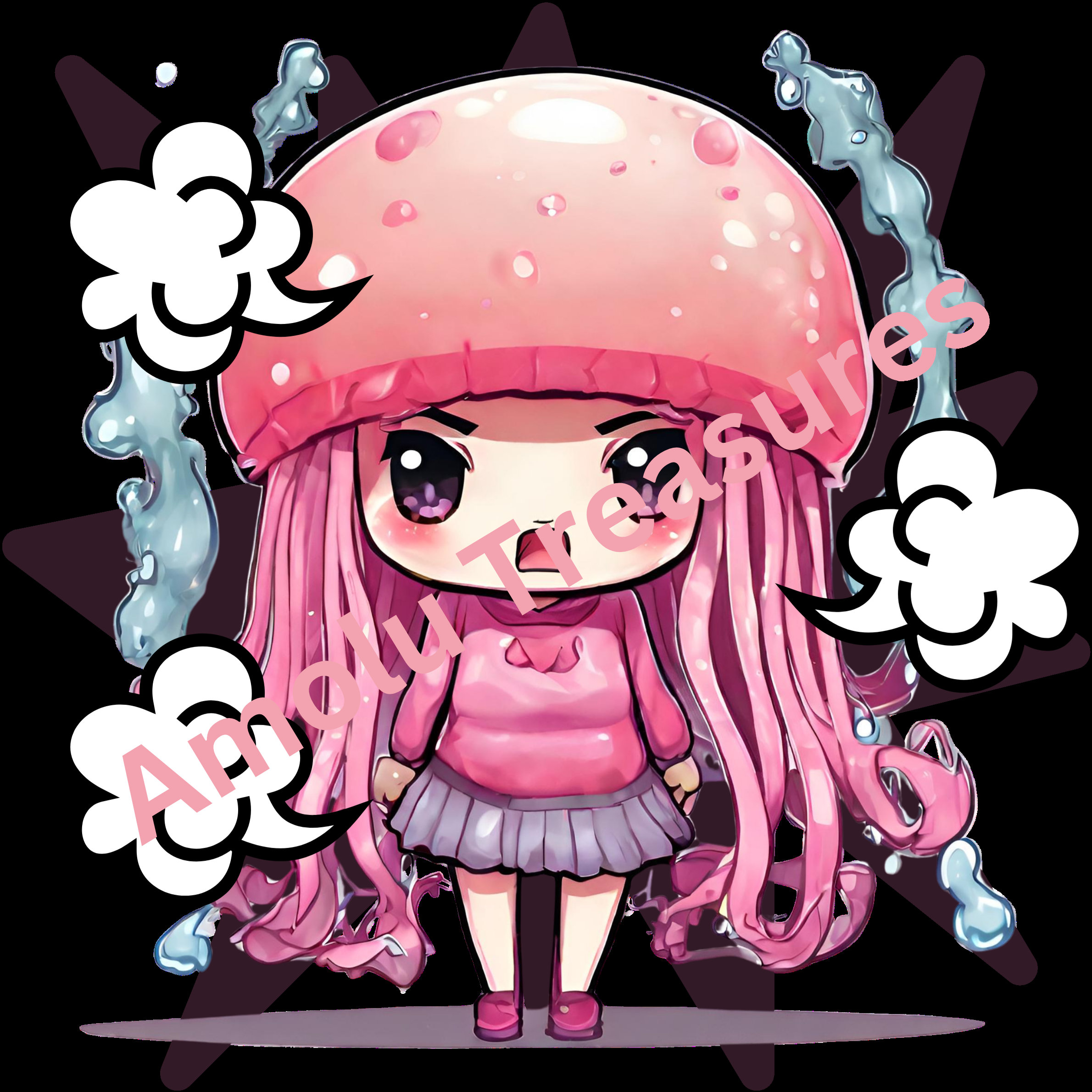 Coquette Chibi Jellyfish Emotes, Animated Emotes for Twitch, Youtube ...