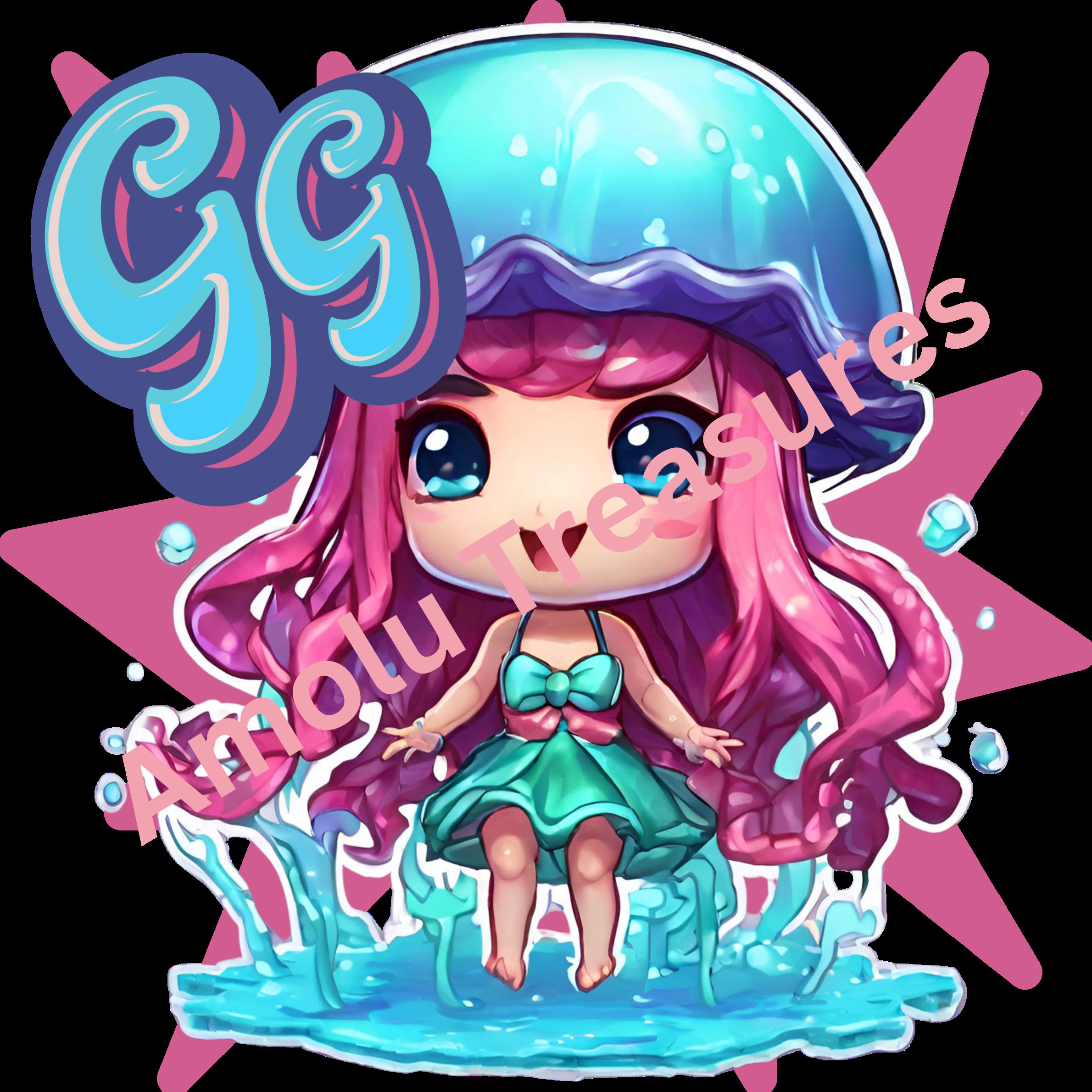 Coquette Chibi Jellyfish Emotes, Animated Emotes for Twitch, Youtube ...