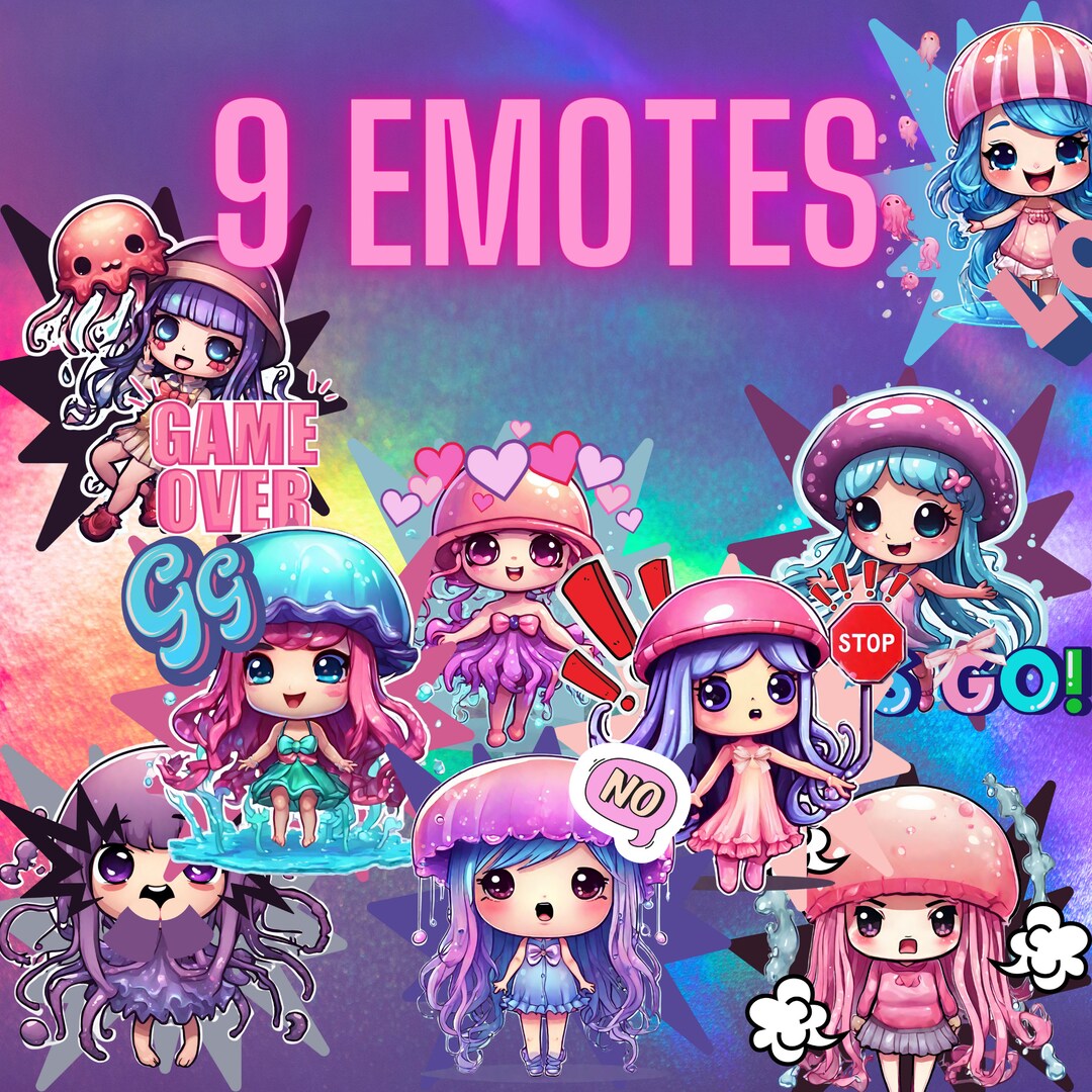 Chibi Coquette Jellyfish Emotes for Twitch, Discord, Youtube, Tiktok - Etsy
